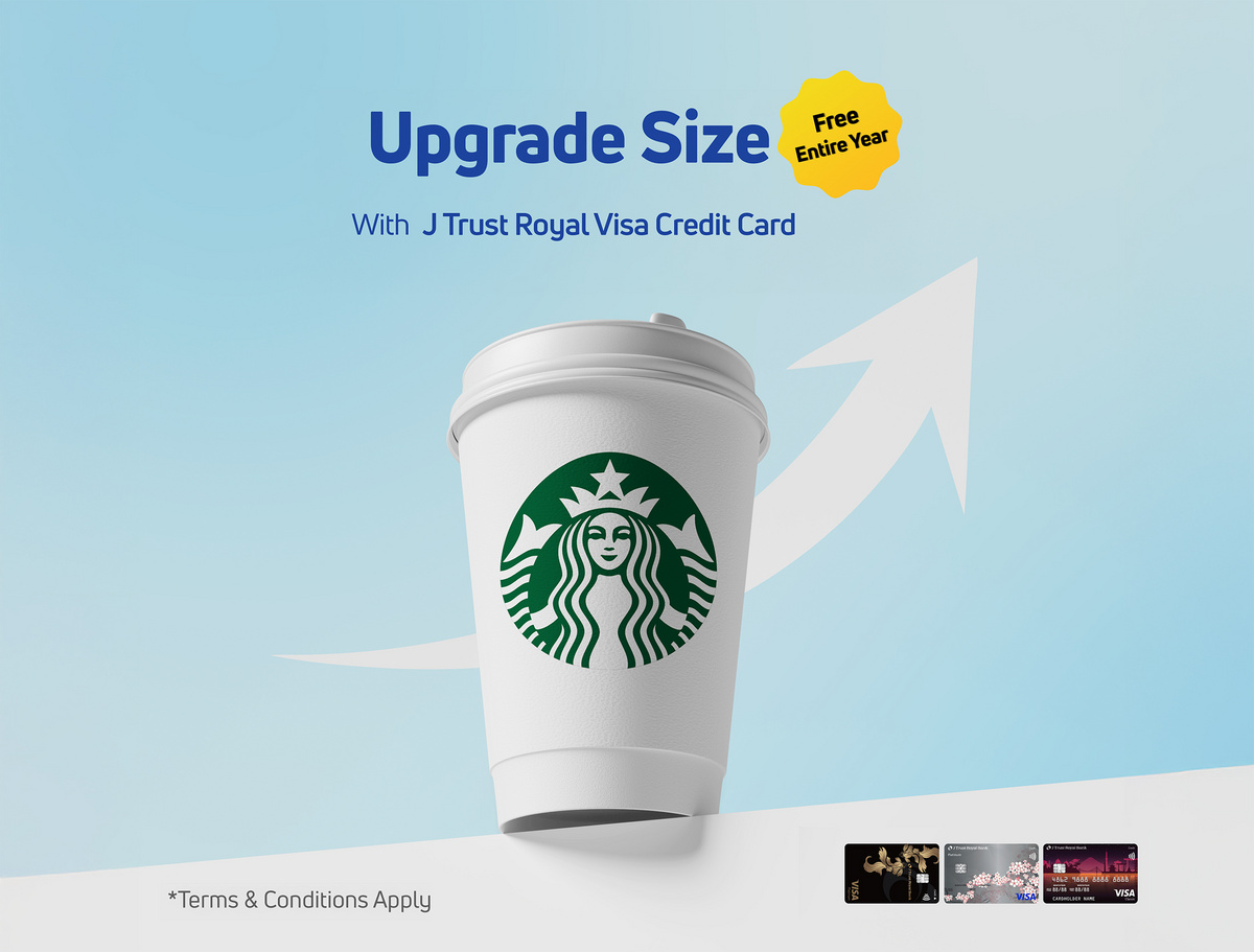 Upgrade Starbucks Coffee Size (Free Entire Year): J Trust Royal Bank